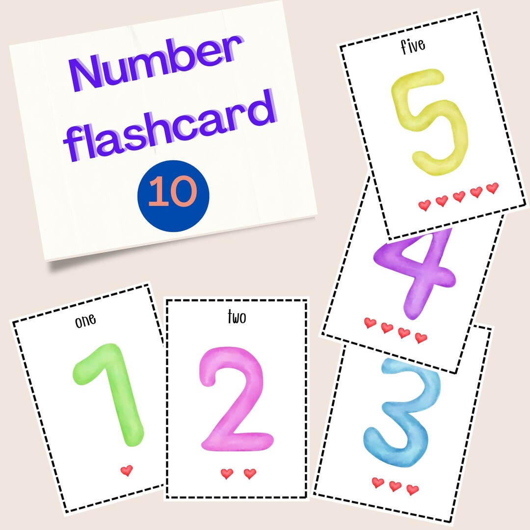 One to Ten and Heart Shaped Number Based Flash Cards. - Etsy