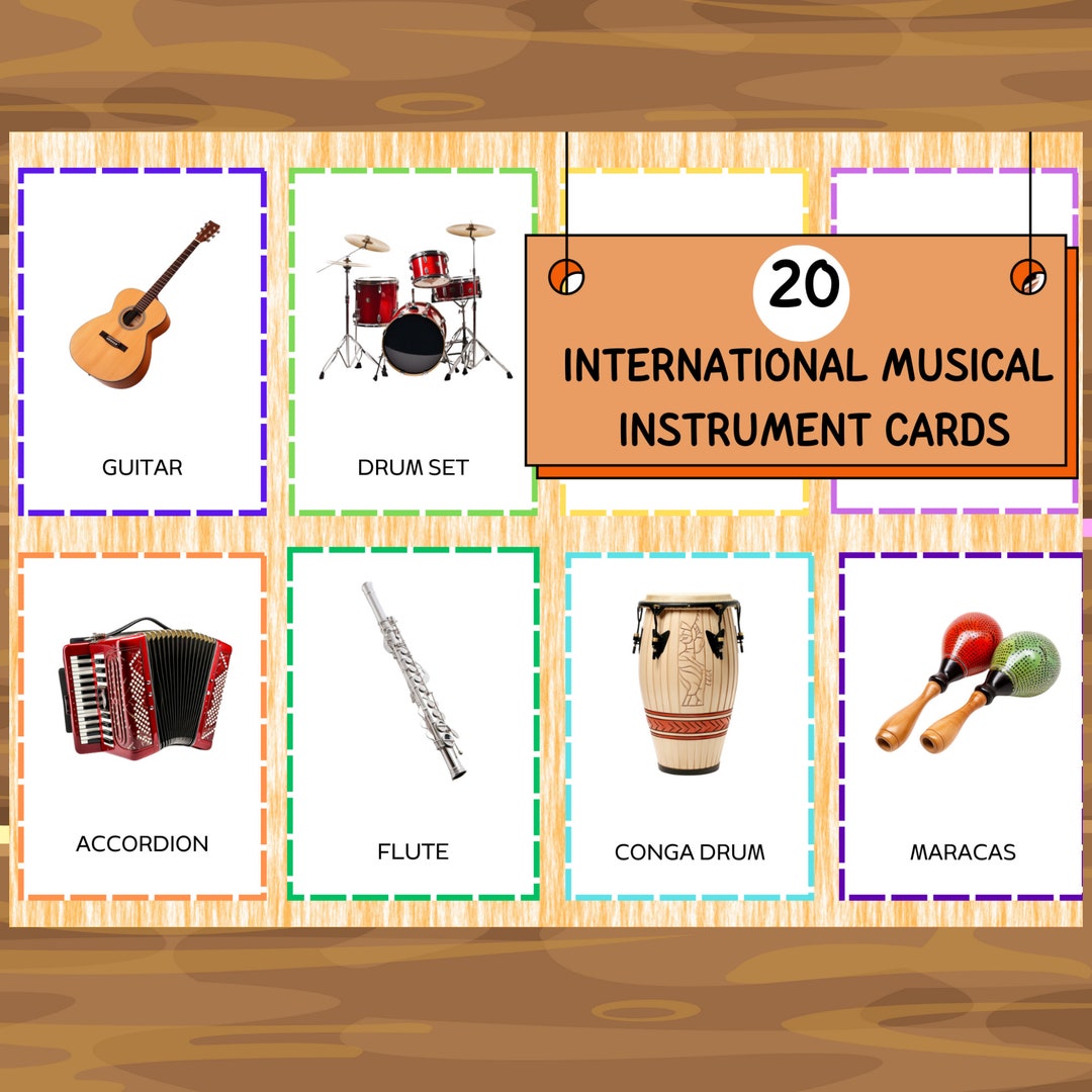 Printable Flashcards for 20 International Musical Instruments. - Etsy