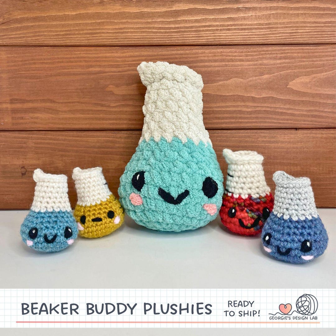 Amigurumi Beaker Buddy- Kawaii Face, Crochet, Lab Supplies, Science ...