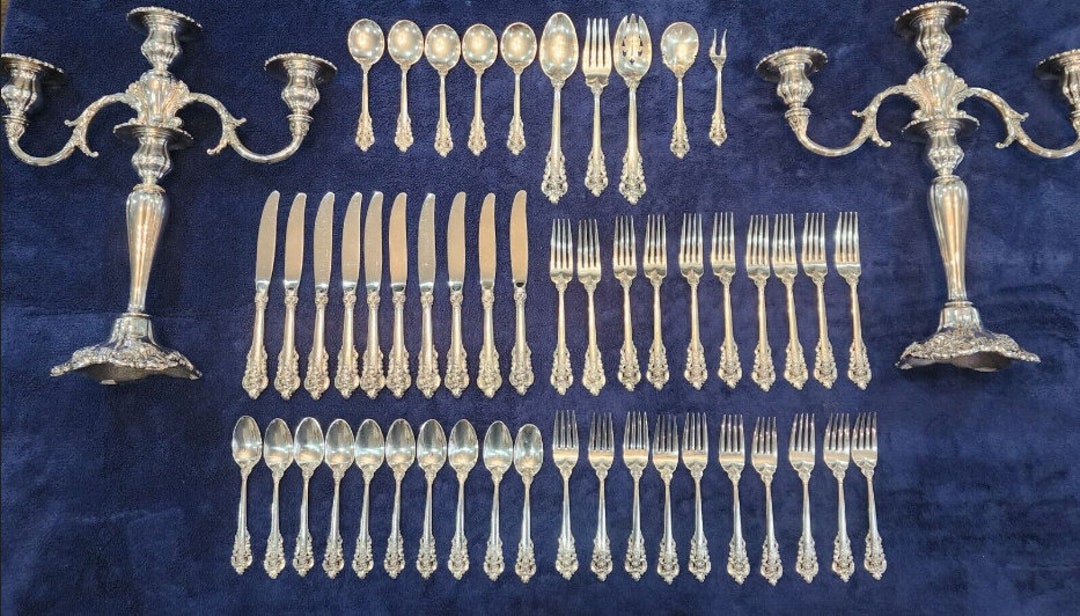 Wallace Baroque Flatware Set 50 Pc RARE Candelabra Set of 2 VINTAGE - Etsy