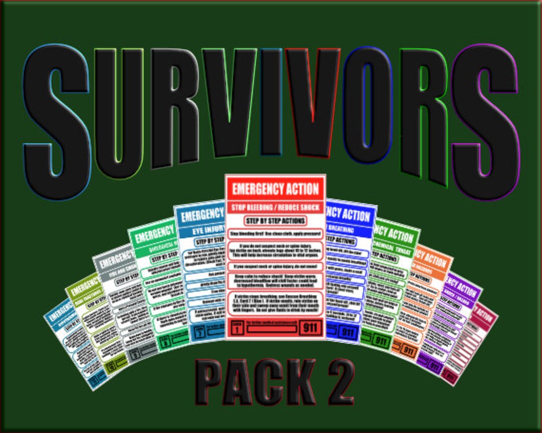Survivalists Survival Emergency Action Cards Camping Outdoors Fishing ...