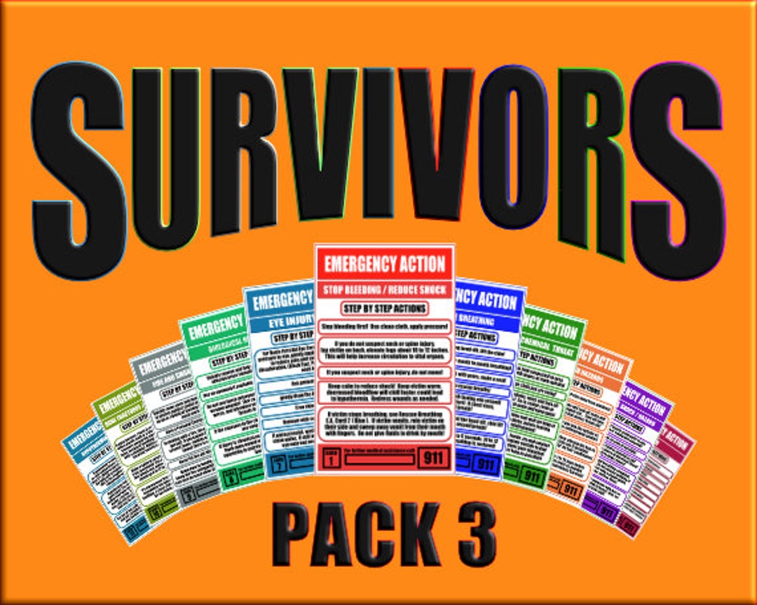 Survivor Survivalists Emergency Action Cards Medical Camping Fishing ...