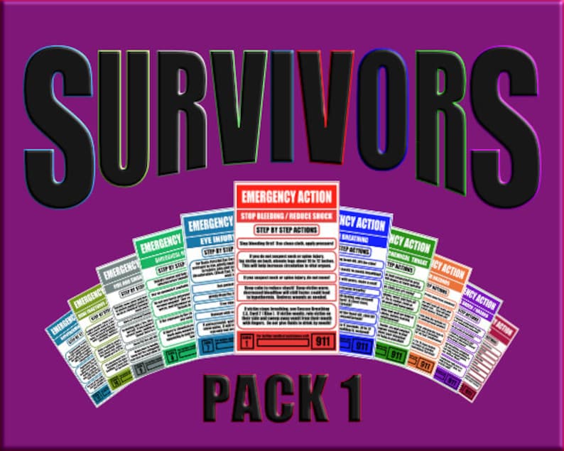 Survival Survivors Survivalist Camping Nature Emergency Action Cards ...