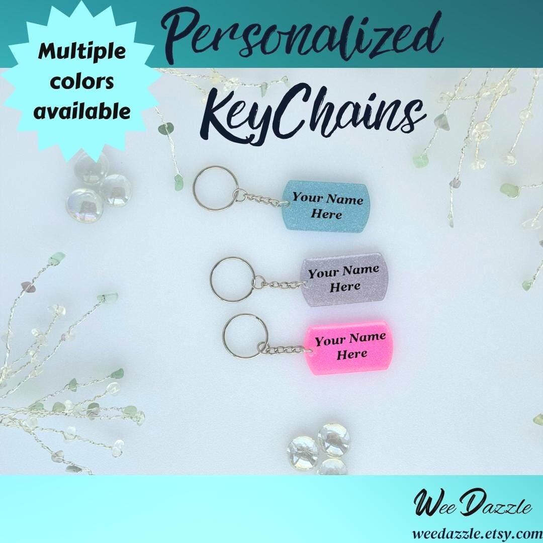 Personalized Glitter Resin Name Keychain: Back to School Bag Tag - Etsy