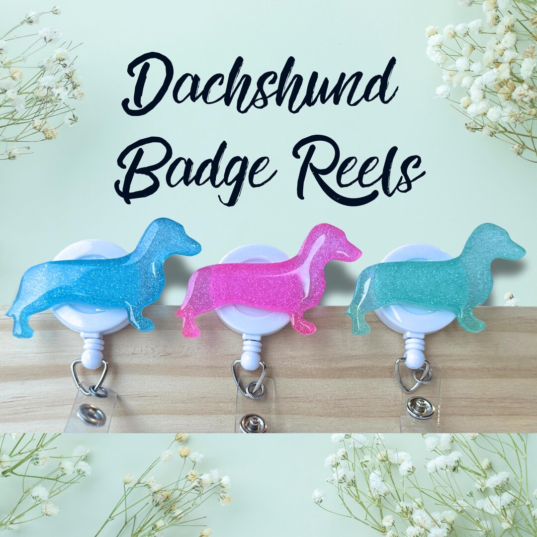 Dachshund Badge Reel, Handmade Epoxy Resin Wiener Dog Gift, Retractable ...