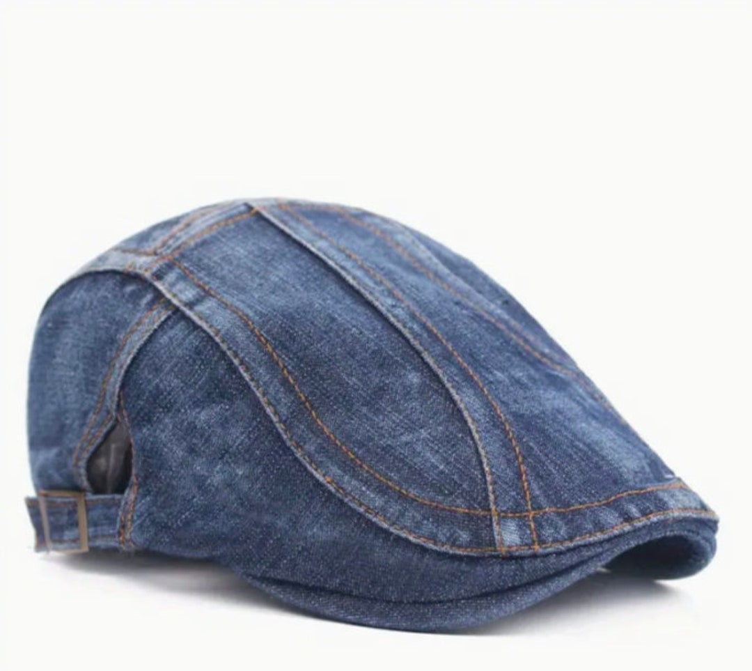 Vintage-style Denim Newsboy Cap - Etsy
