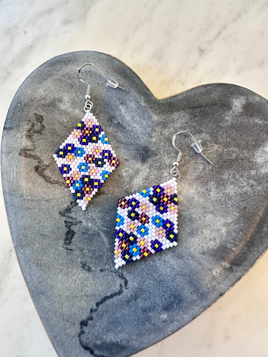 Spring Flowers Seed Bead Earrings Handwoven Beaded Earrings Miyuki ...