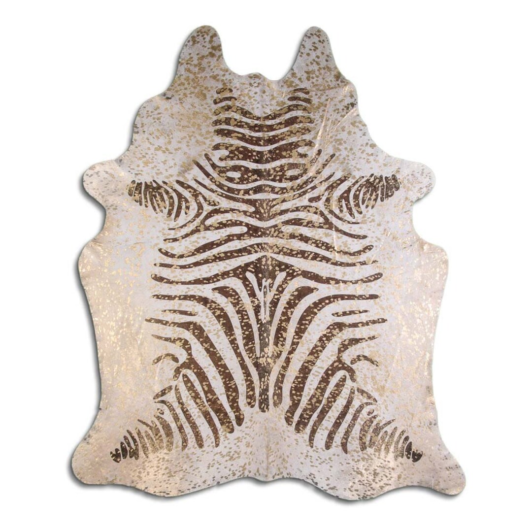 Cowhide Rug Black Zebra With Gold Metallic Large - Etsy