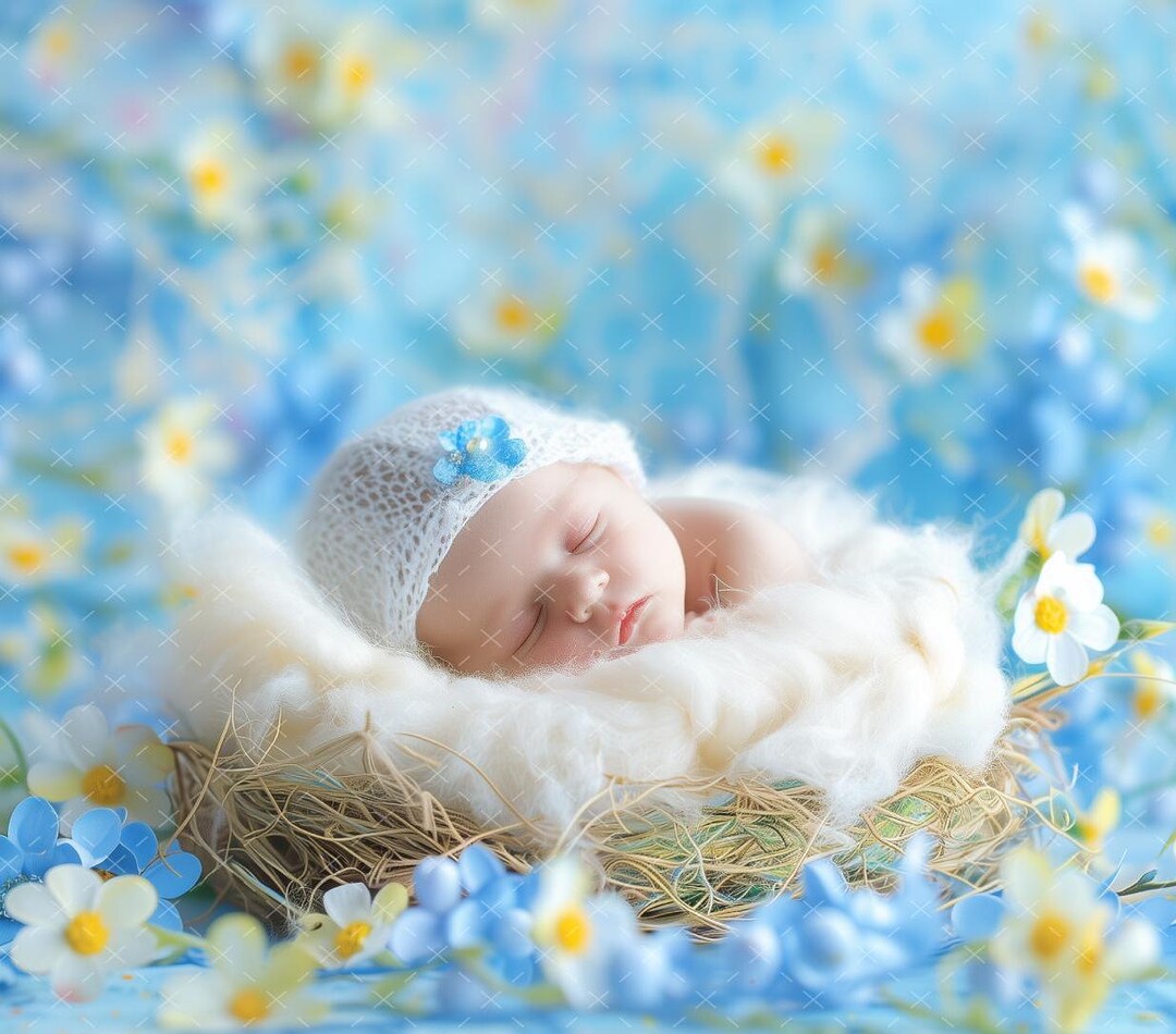 Digital Newborn Photography Backdrop | Easter Spring Baby Photo Prop ...