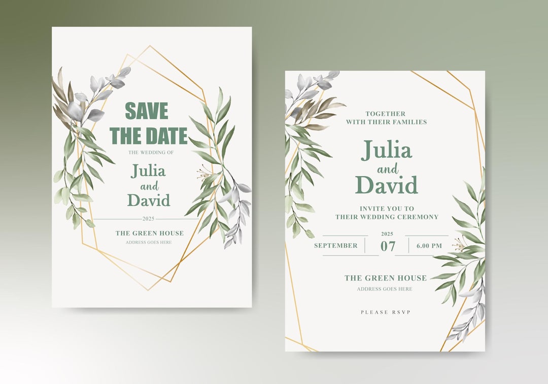 Greenery Wedding Invitation Template | Printable Botanical Wedding ...
