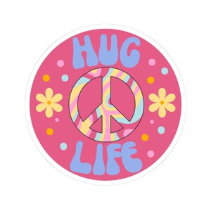 Peaceful Hug Life Kiss-cut Stickers, Boho Decor, Laptop Stickers ...