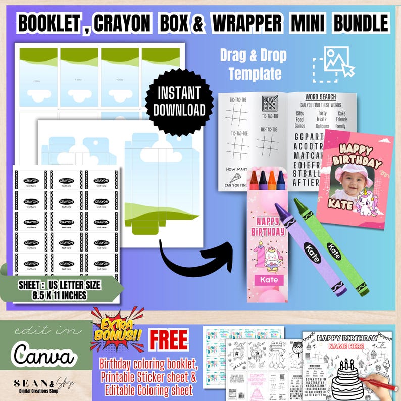 Editable Mini Booklet Template, Crayon Box and Crayon Wrapper Bundle ...