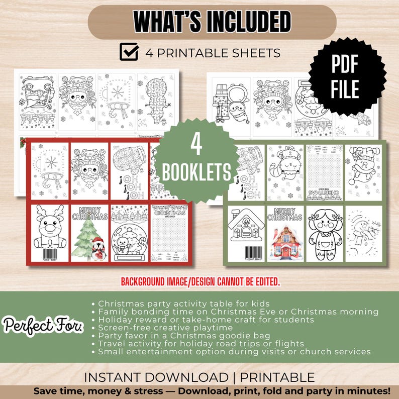 Printable Christmas Mini Coloring Booklet for Kids, Christmas Activity ...