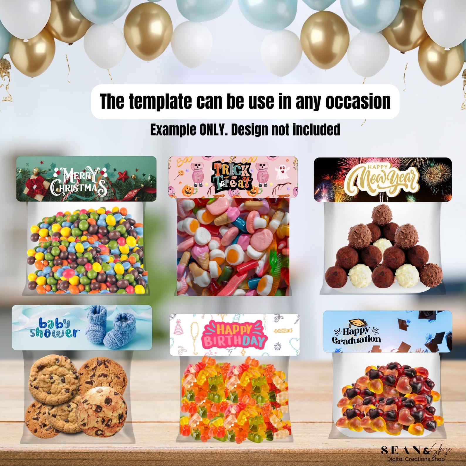 Treat Bag Toppers Template Bundle,party Favor Bag Template,custom Party ...