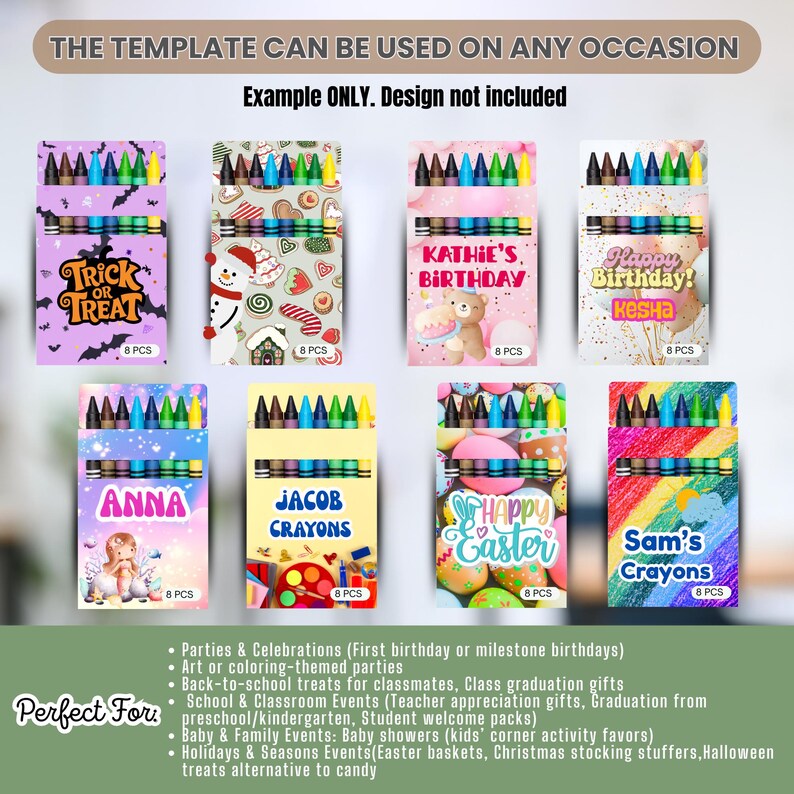8pcs Crayon Box Template, DIY Party Favors, Crayon Holder, Crayon ...