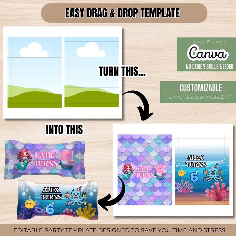 Crispy Rice Treat Wrapper Template, Party Favor Labels, DIY Party Favor ...