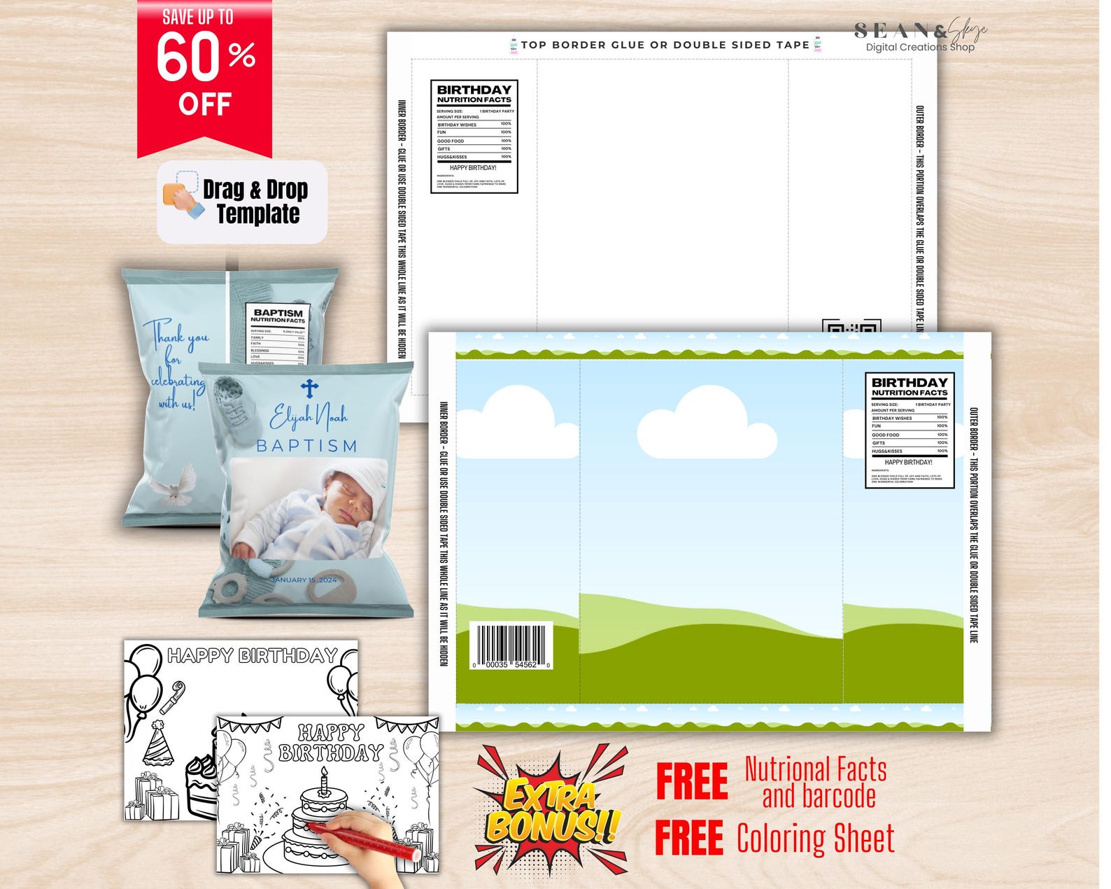 Easy Chip Bag Template, Chip Bag Wrappers, Party Chip Bag Label, Blank ...