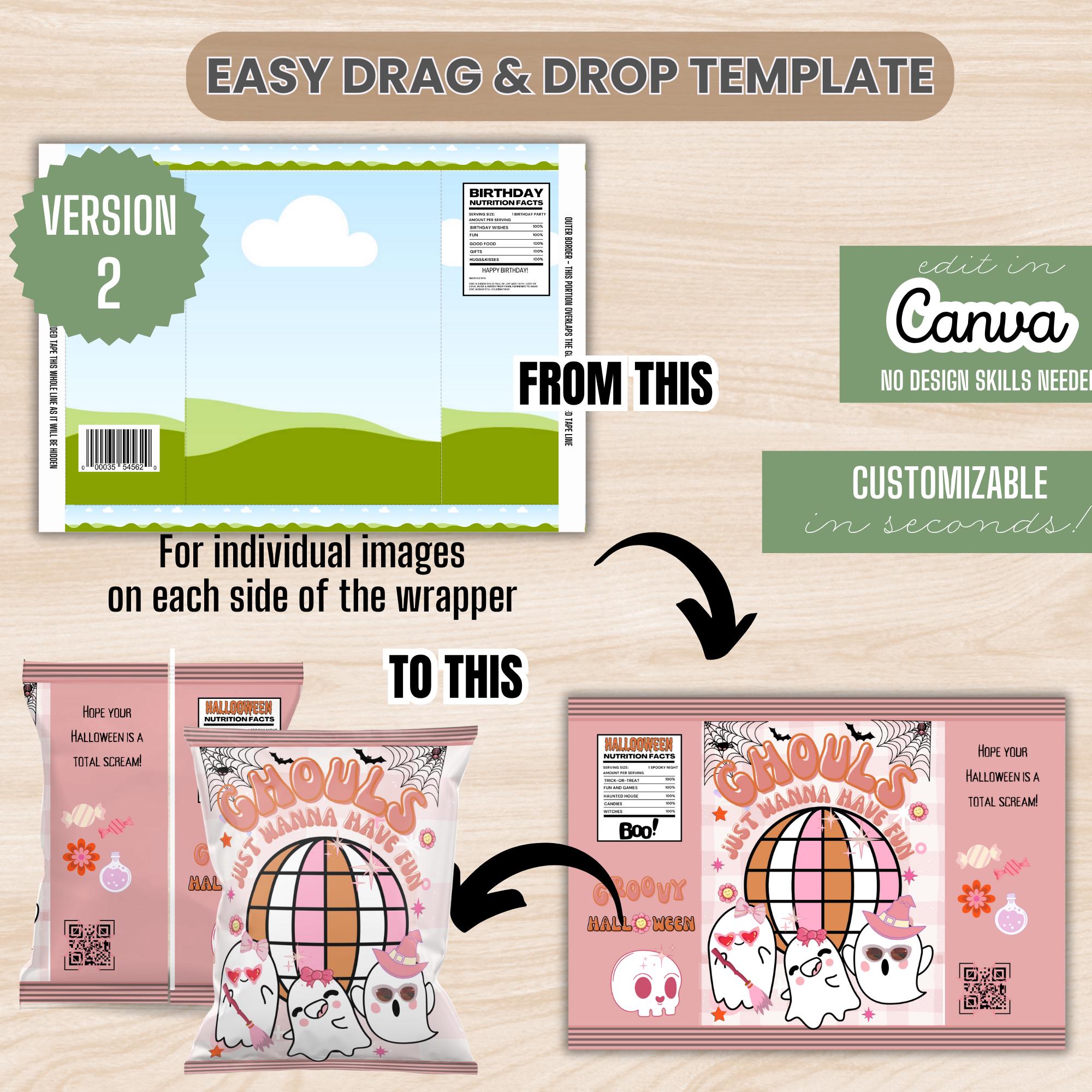 Chip Bag Template, Custom Chip Bag Template, Party Decorations, Instant ...