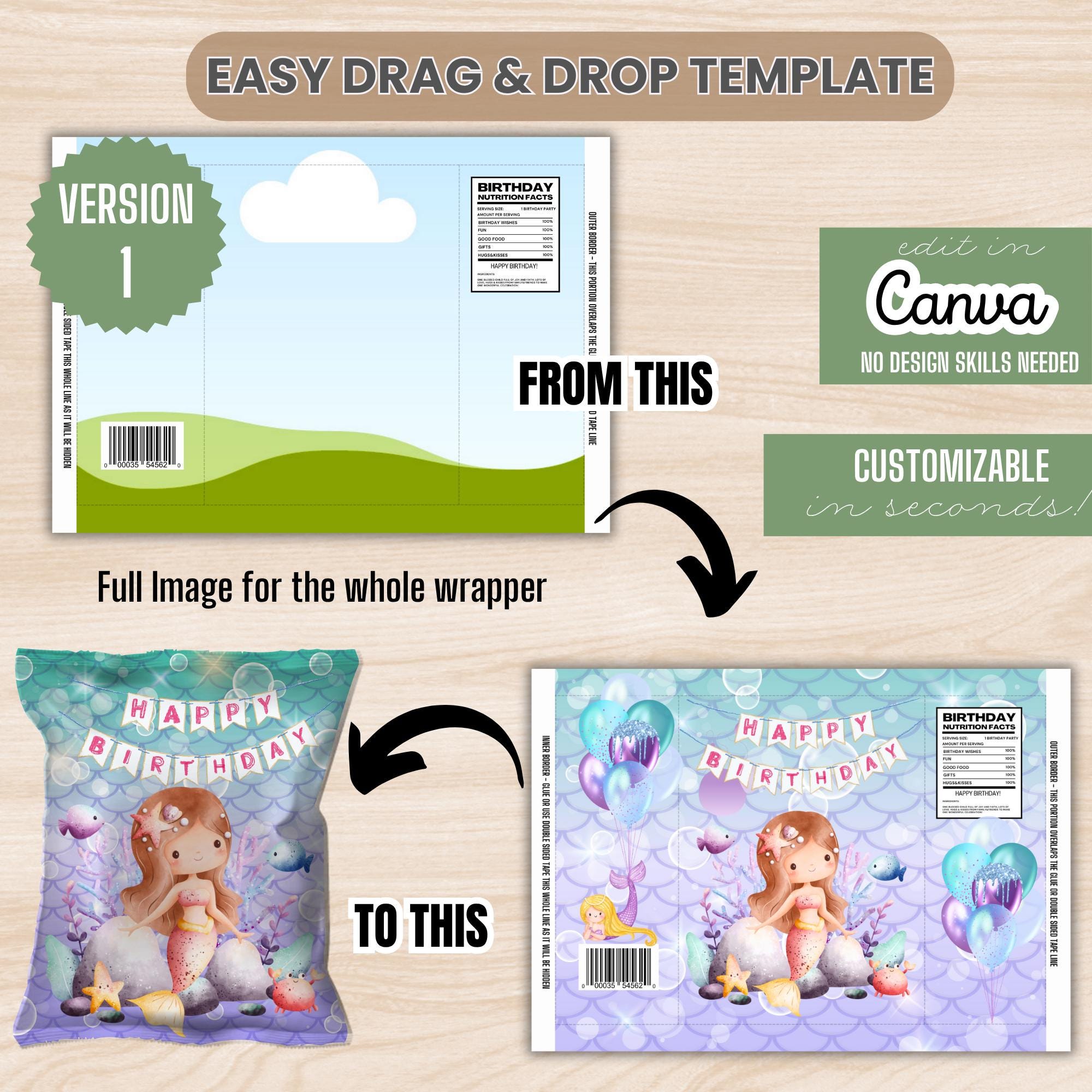 Chip Bag Template, Custom Chip Bag Template, Party Decorations, Instant ...