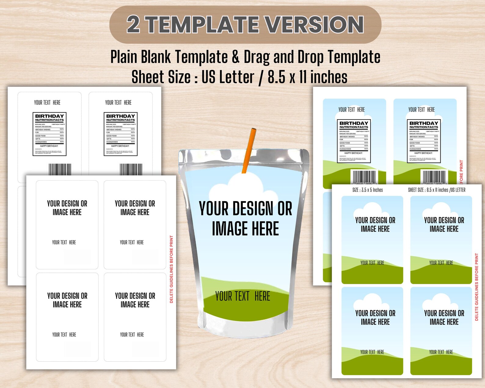 Capri Sun Template, Capri Sun Party Favor, Juice Pouch Label, Birthday ...