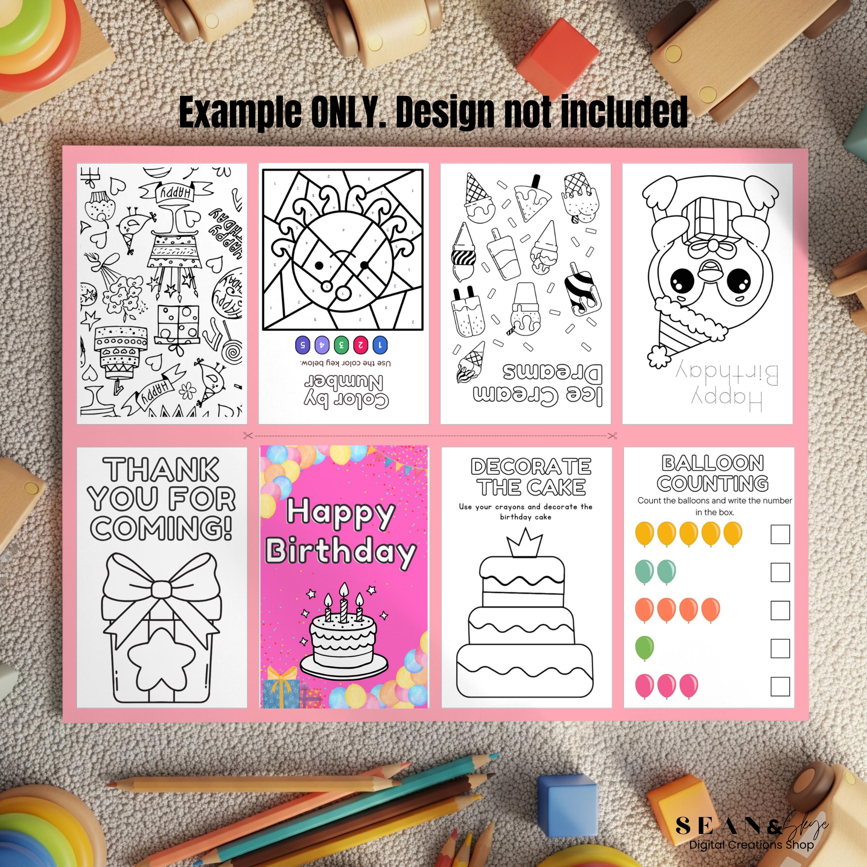 Mini Booklet Template, Printable Coloring Book, DIY Party Favor, Kids ...