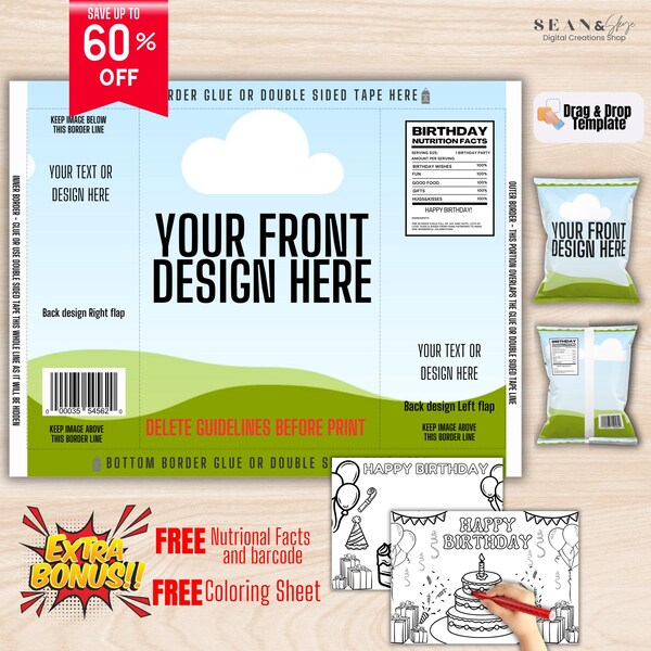 Printable Chip Bag Template - Etsy