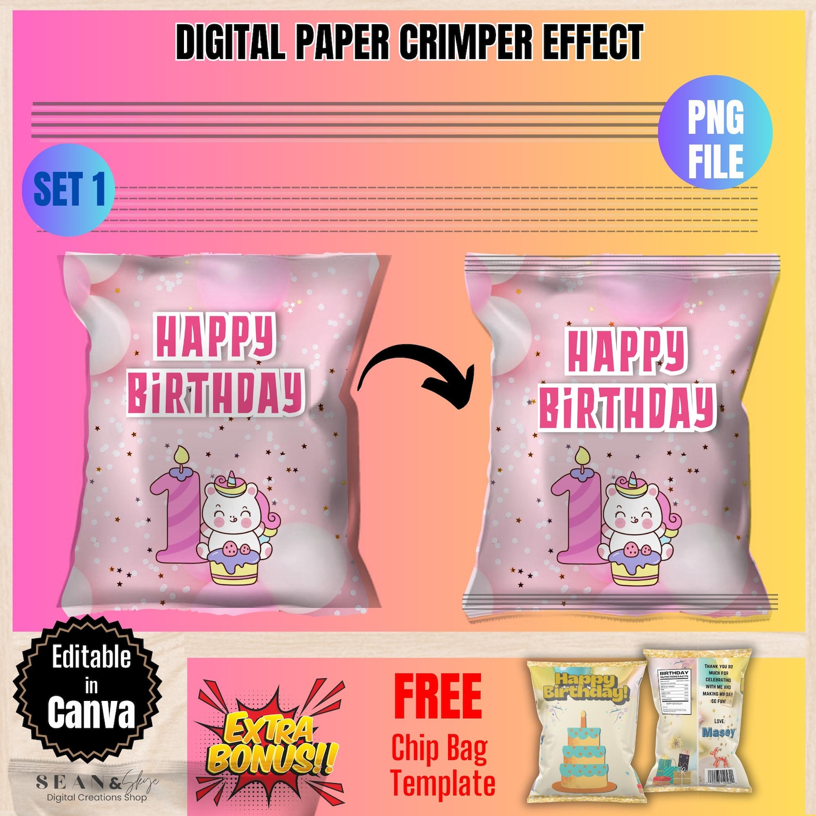 Paper Crimps for Chip Bag Template, Chip Bag Crimp PNG File, Party ...