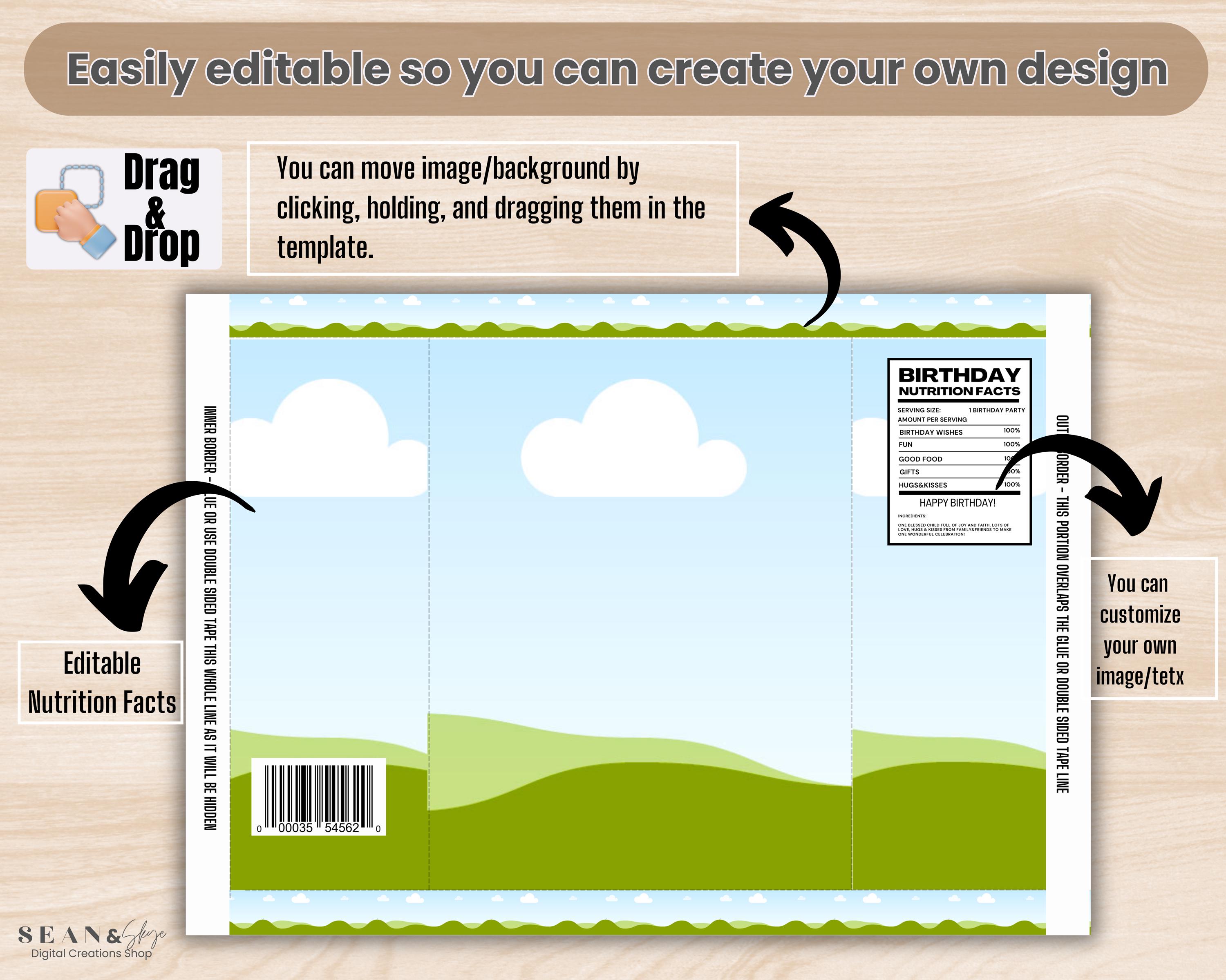 Easy Chip Bag Template, Chip Bag Wrappers, Party Chip Bag Label, Blank ...