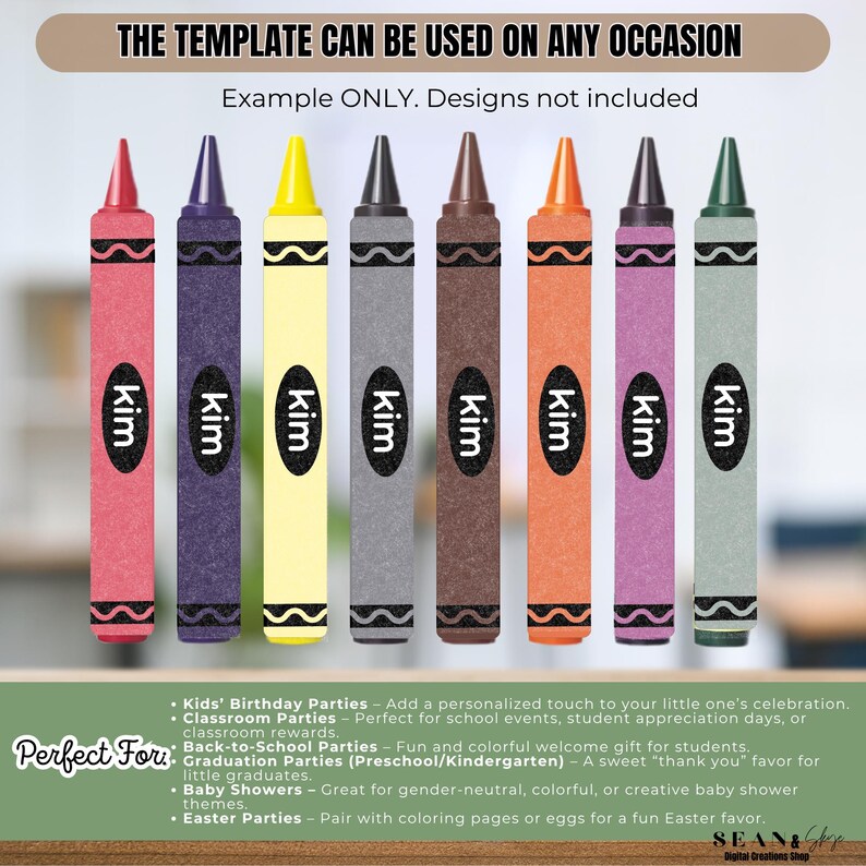 Editable Crayon Wrapper Template, School Supplies Label, Back to School ...