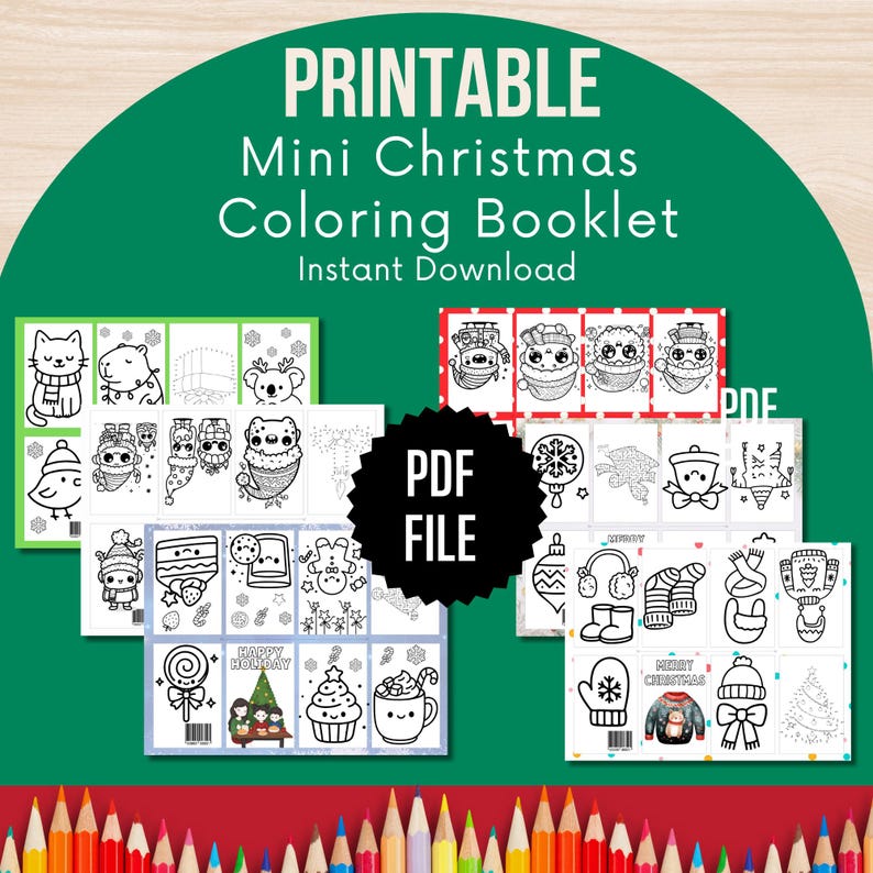 Printable Christmas Mini Coloring Booklet for Kids,christmas Activity ...
