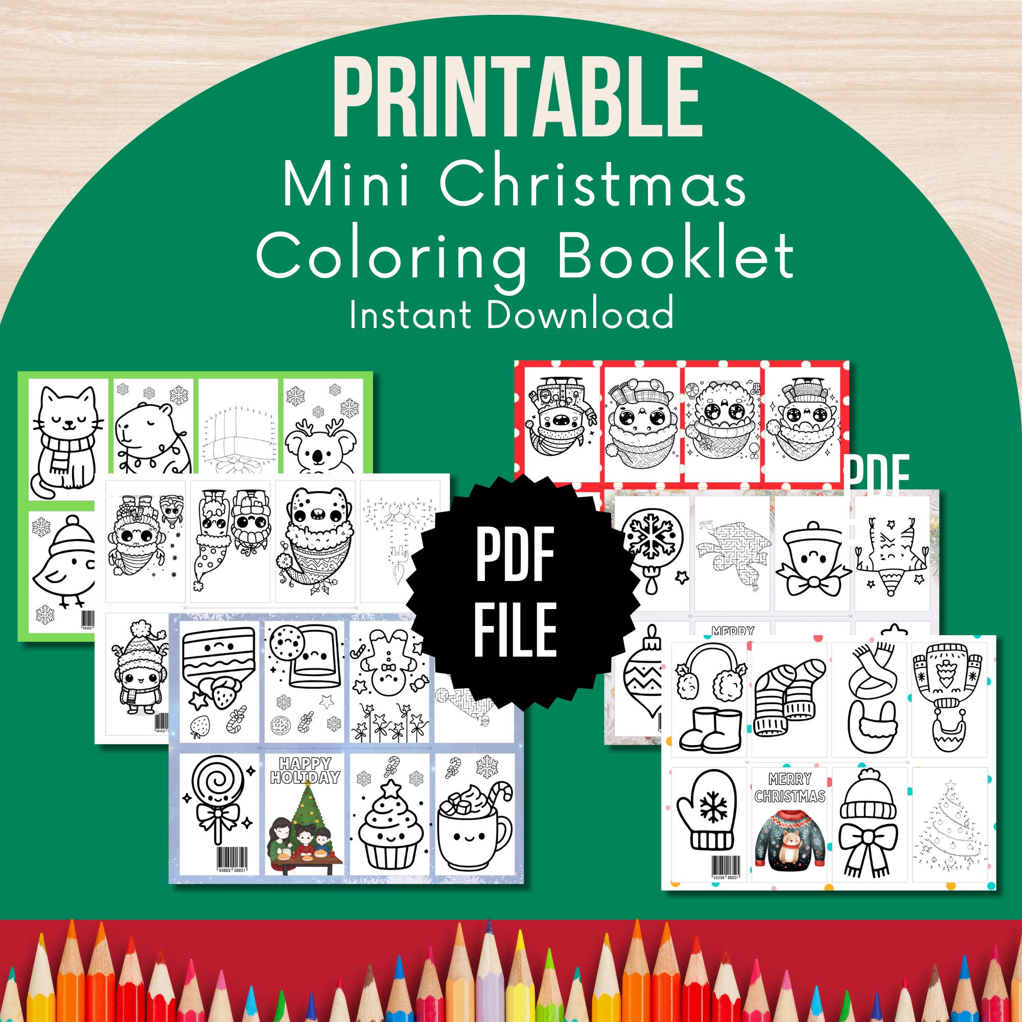 Printable Christmas Mini Coloring Booklet for Kids,christmas Activity ...