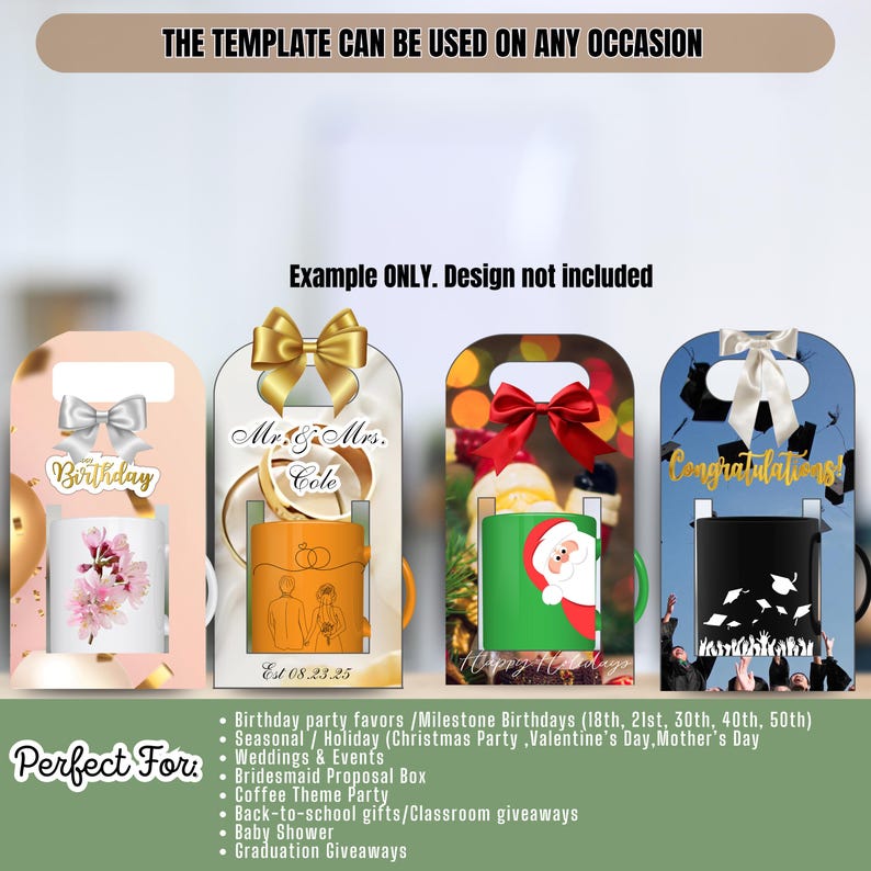 Mug Holder Template, Mug Gift Box Template, Mug Template Canva,ditable ...