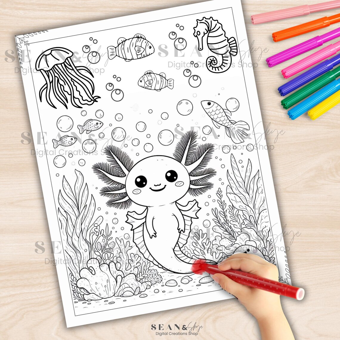Axolotl Coloring Pages Printable, Kids Axolotl, Coloring Pages for Kids ...