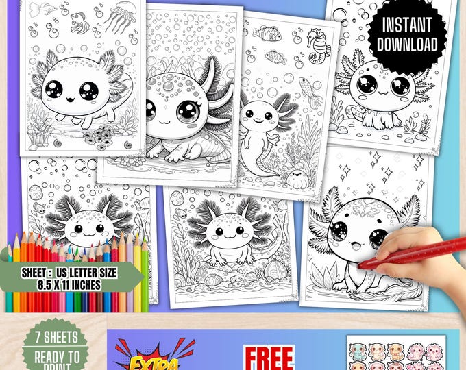 Axolotl Printable Activity and Coloring Sheets Maze Word Search ...