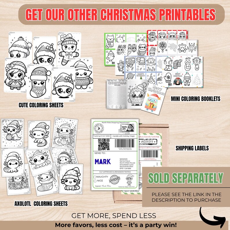 Printable Christmas Mini Coloring Booklet for Kids, Christmas Activity ...