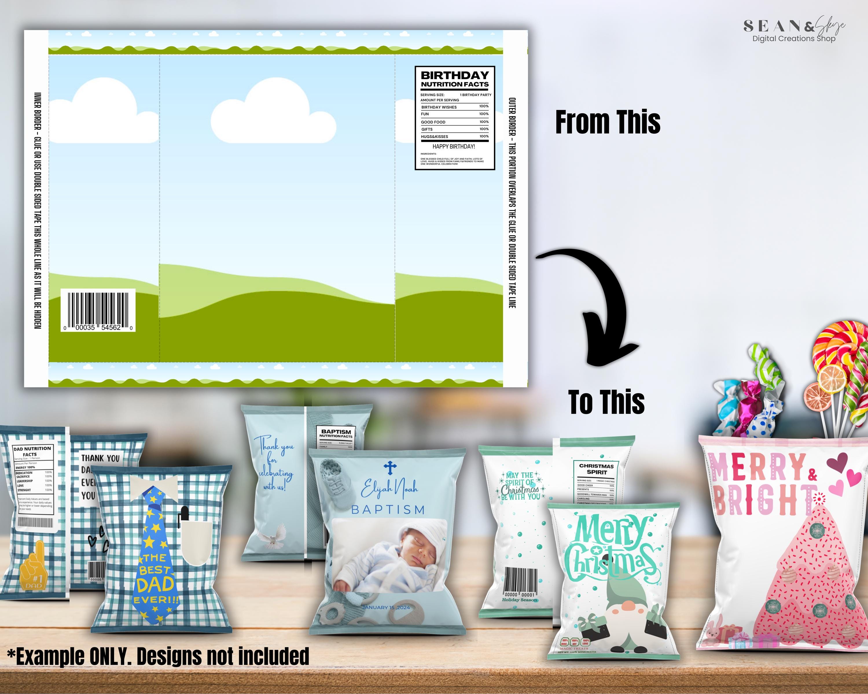 Easy Chip Bag Template, Chip Bag Wrappers, Party Chip Bag Label, Blank ...