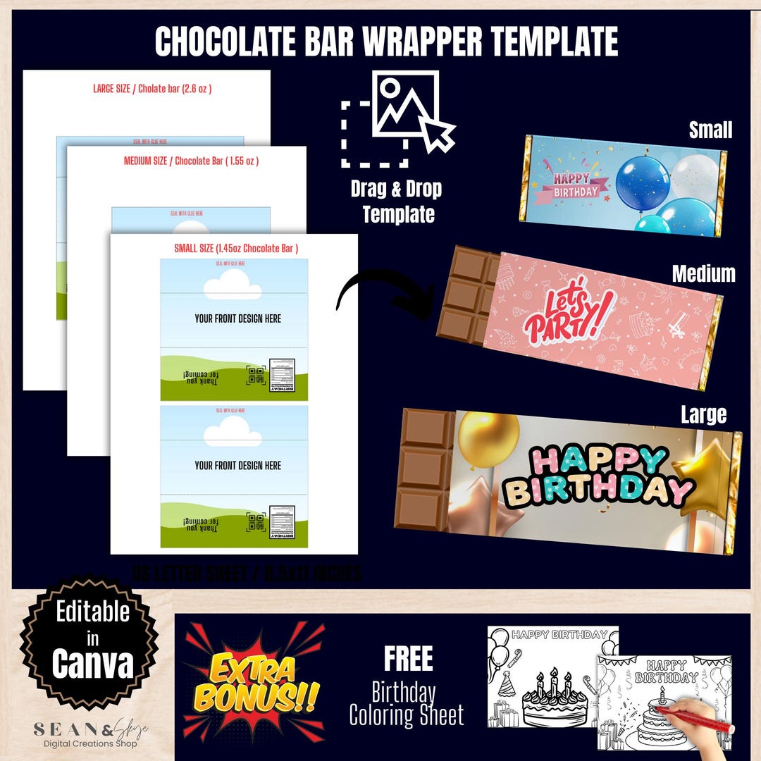Chocolate Bar Template Bundle, Chocolate Wrapper Template, Candy Bar ...