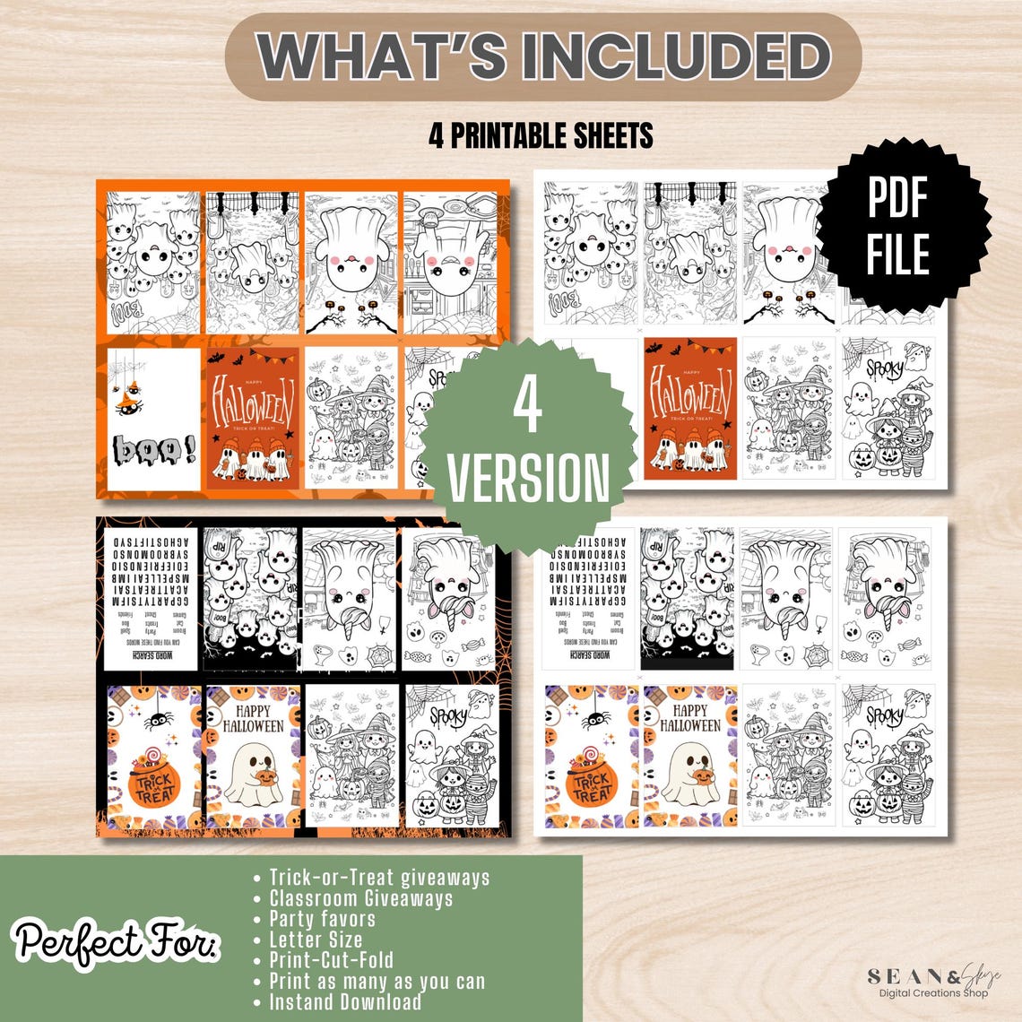 Halloween Coloring Pages for Kids, Mini Booklet Template, Halloween ...