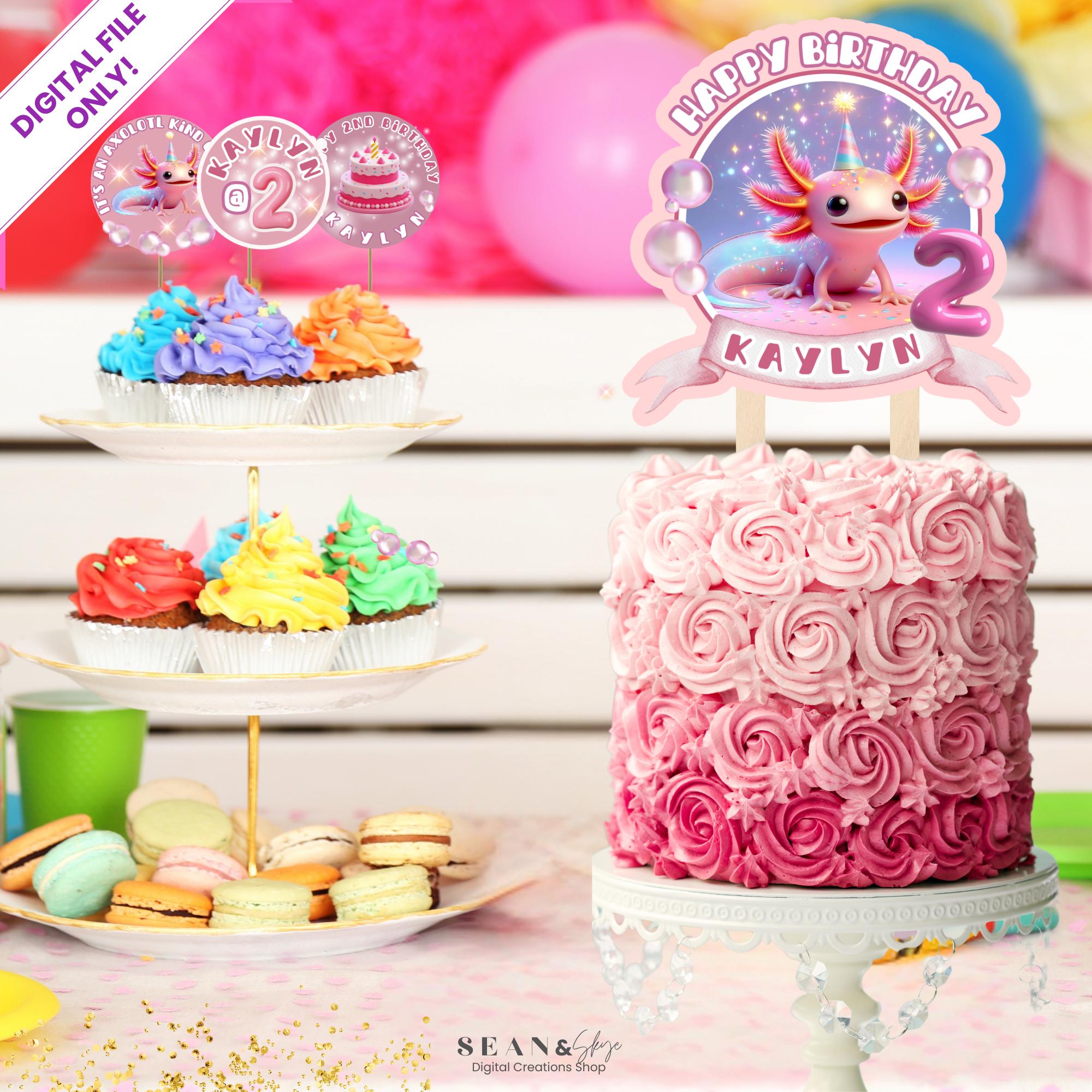 Personalized Baby Axolotl Cake Topper, Axolotl Birthday, Cute Axolotl ...