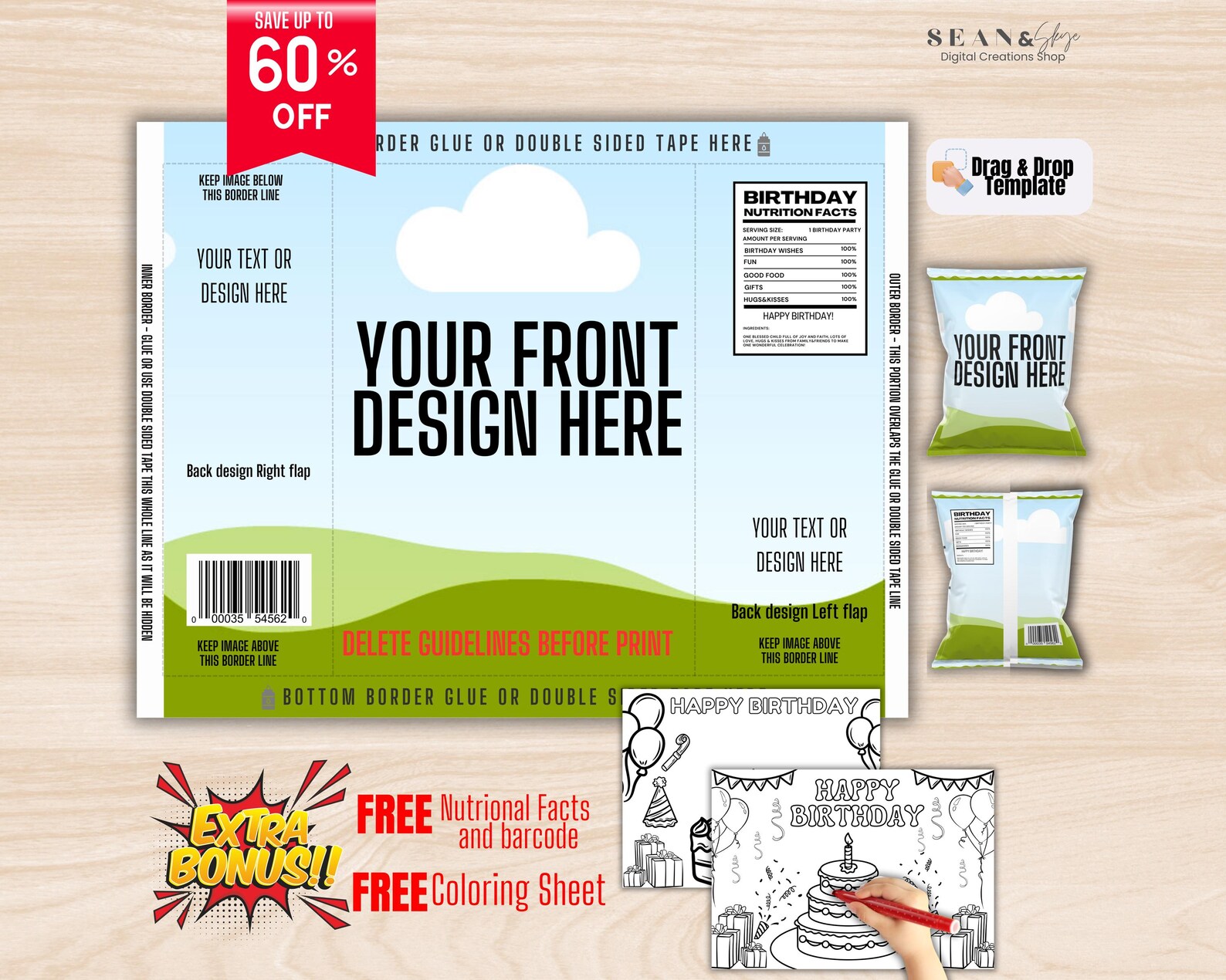 Chip Bag Template, Custom Chip Bag Template , Party Decorations ...