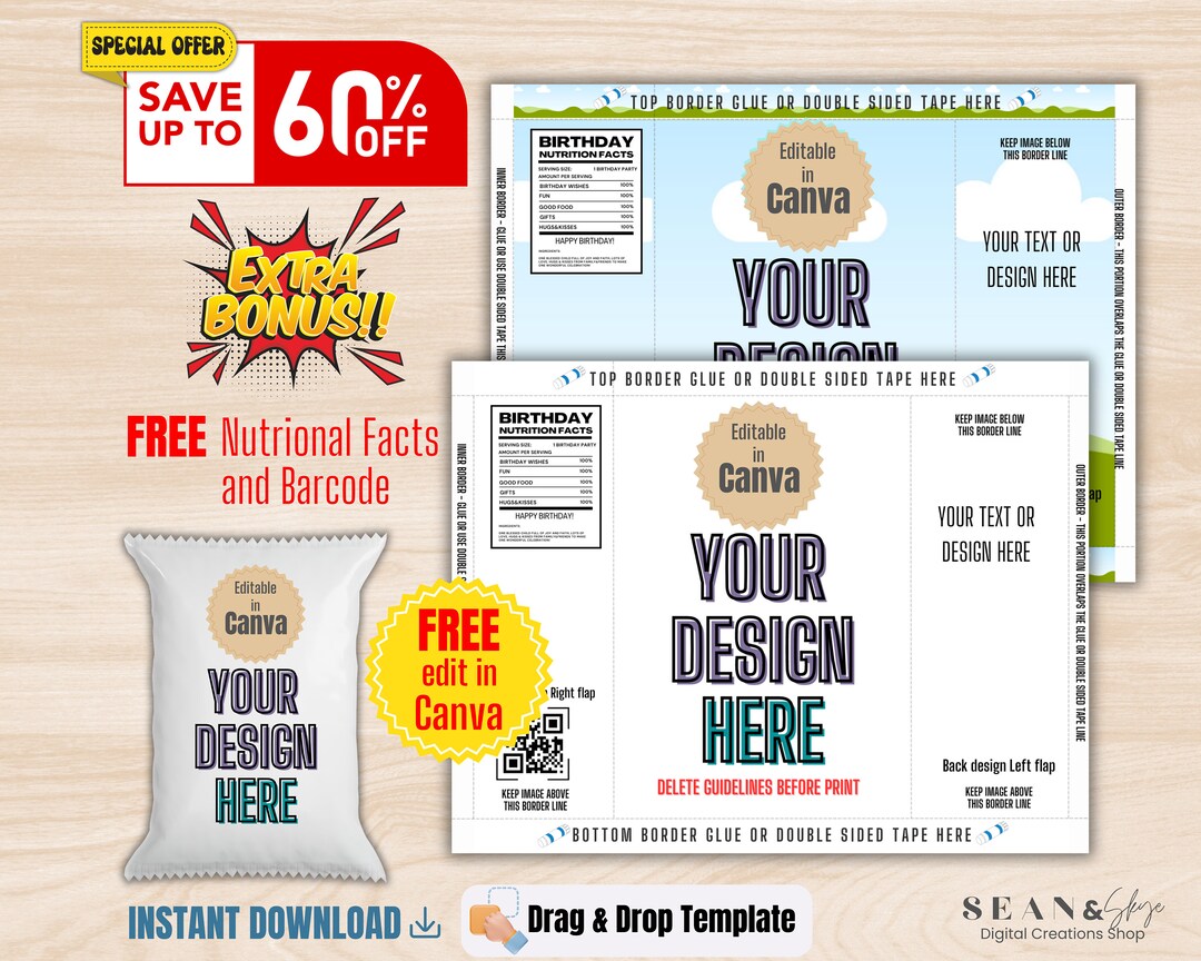 Birthday Chip Bag Template, Birthday Chip Bags, Editable Chip Bag ...