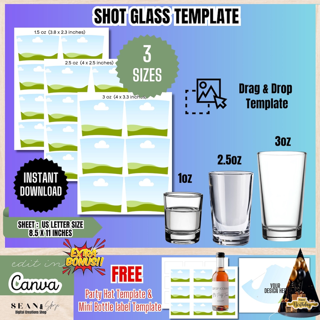 Editable Shot Glass Canva Template, Shot Glass Wrap, Custom Shot Glass ...