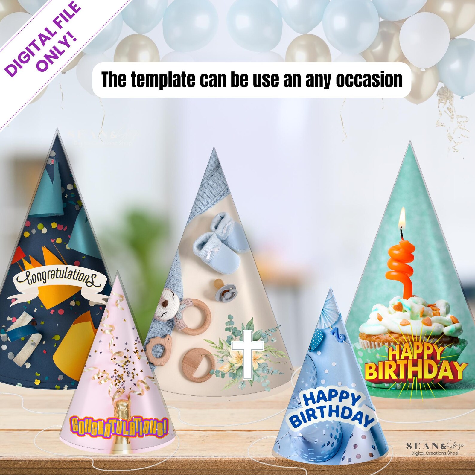 Party Hat Templates, Custom Party Hat, DIY Party Hat, Paper Hat ...