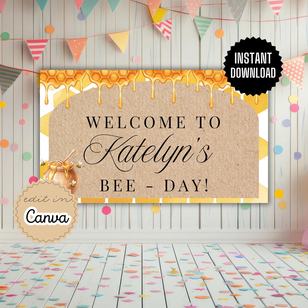 Editable Bee Birthday Border Banner Template for Projecting, Bee Party ...