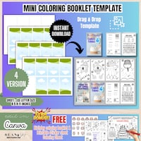 Booklet Template, Mini Coloring Book Template, Fold Book Template ...