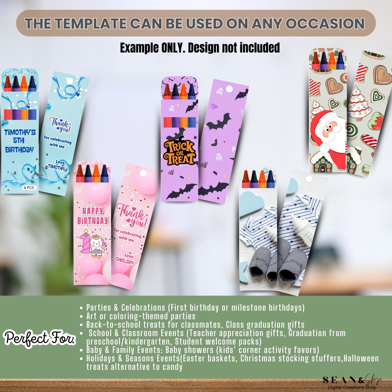 4pcs Crayon Box Template, DIY Party Favors, Crayon Holder, Crayon ...