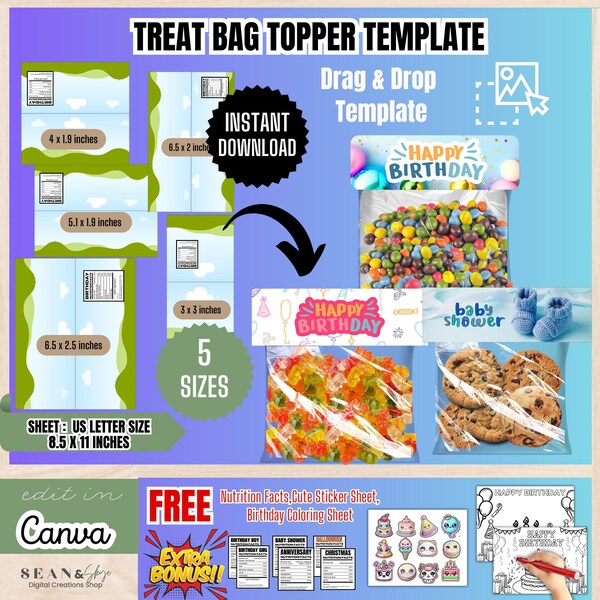 Bag Topper Template - Etsy