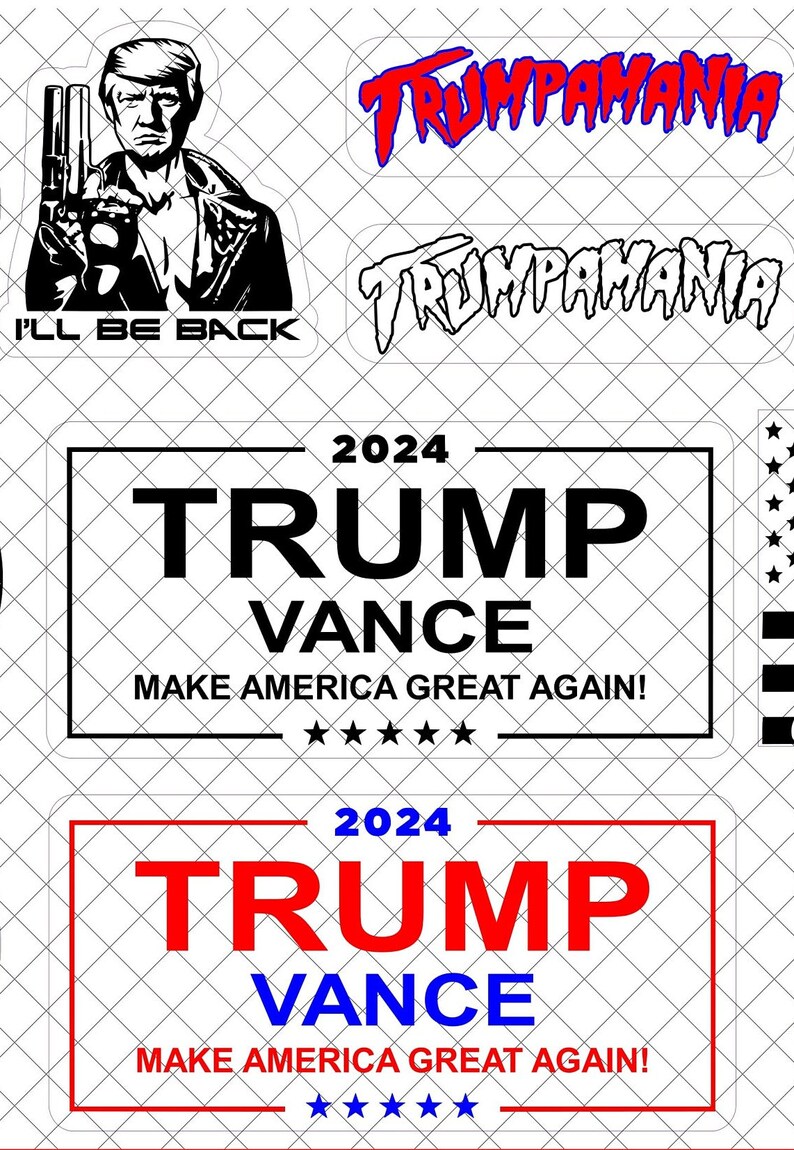 TRUMP DIGITAL FILE Pack 1, 6 Different Hat Patch Designs. Trump Vance ...
