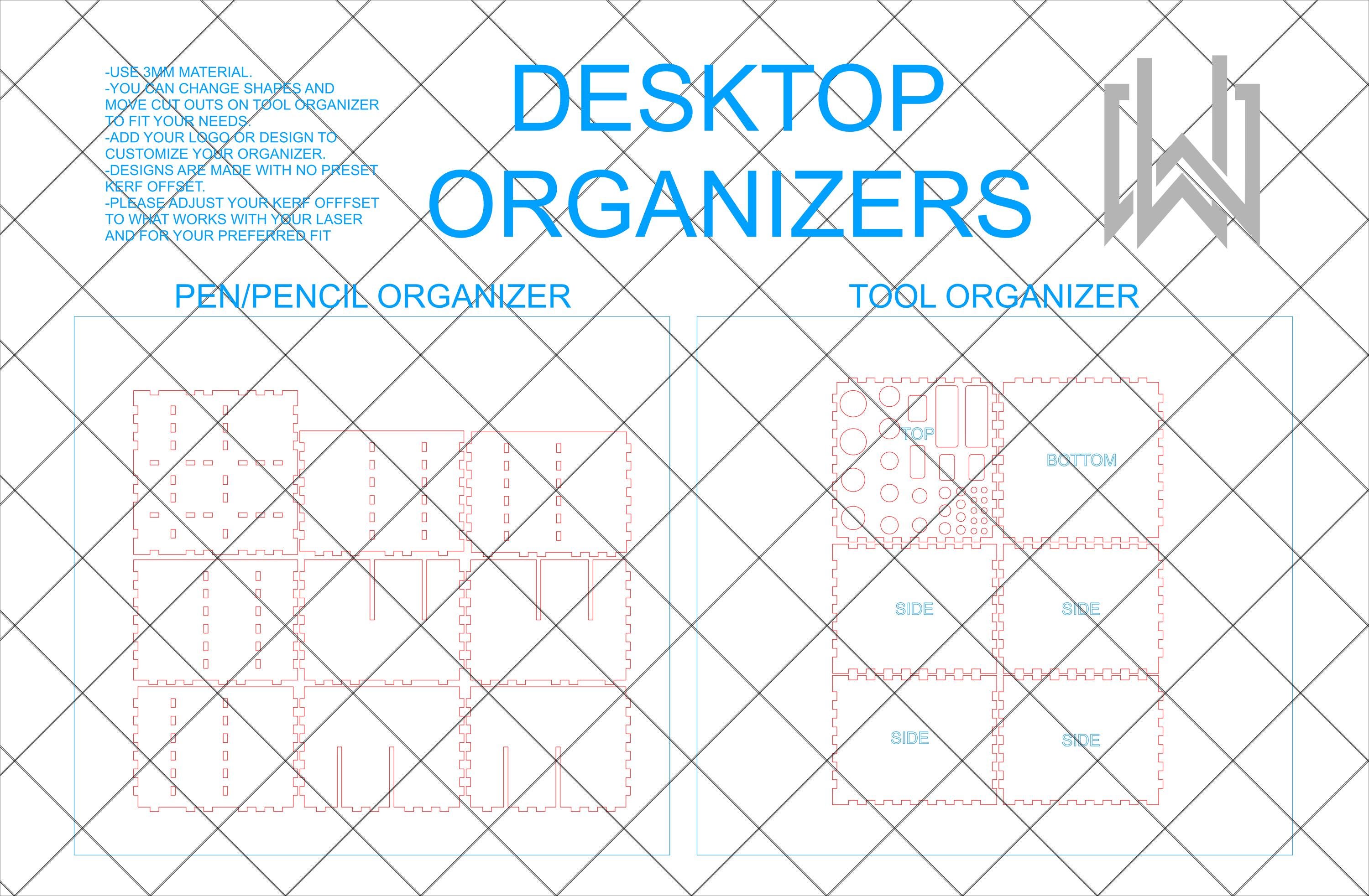 Desktop Organizer DIGITAL FILE ONLY, Designed for Laser Cutters ...