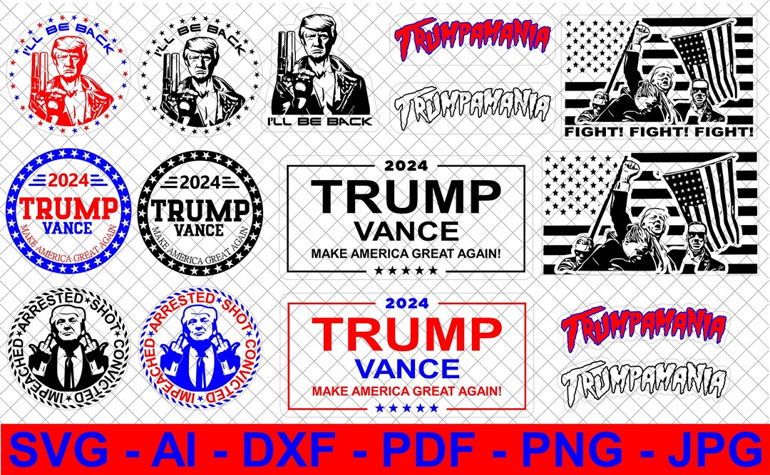TRUMP DIGITAL FILE Pack 1, 6 Different Hat Patch Designs. Trump Vance ...